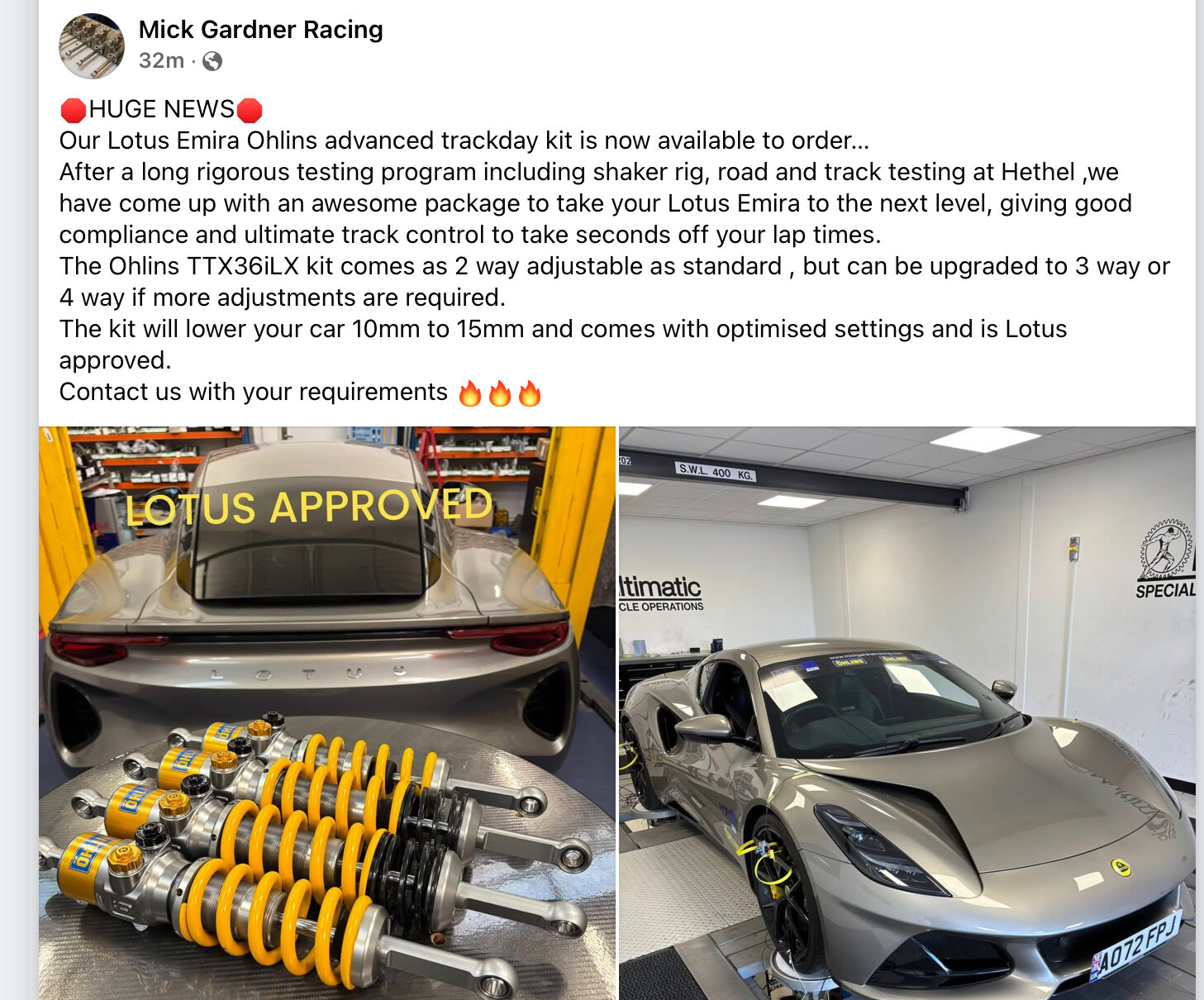 Mick Gardner Racing finally sort Emira suspension - General Talk ...